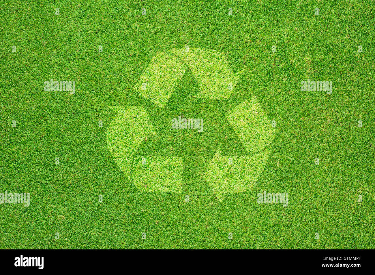 Recycle on Green grass, texture background Stock Photo - Alamy