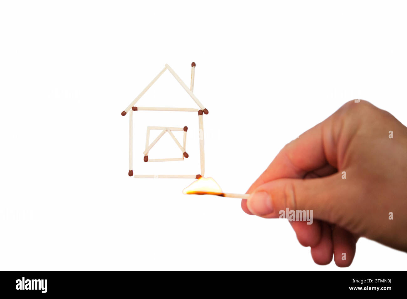 match with fire near the matches Stock Photo - Alamy