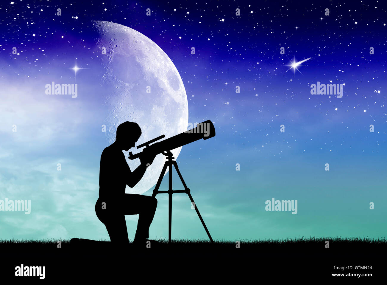 Child looking at stars night hi-res stock photography and images - Alamy