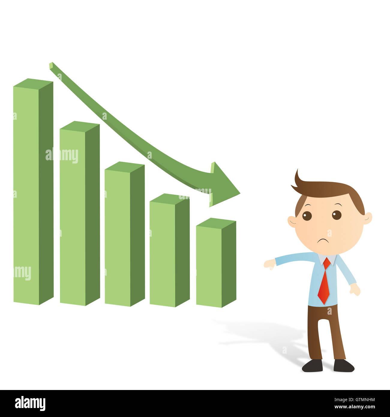Businessman with graph on white background Stock Photo - Alamy
