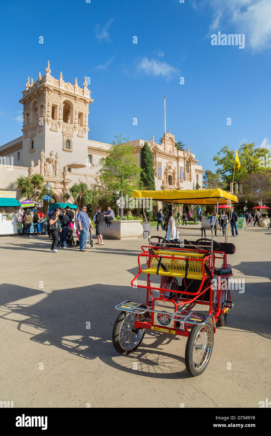 Red surrey bike inside Balboa park, San Diego, California Stock Photo ...