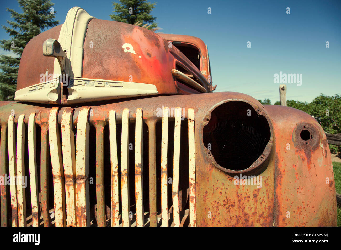 old vintage rust ford one ton truck vehicle car Stock Photo - Alamy