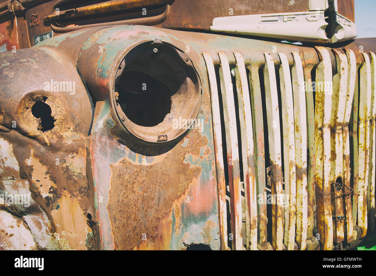 old vintage rusty ford one ton truck vehicle car Stock Photo - Alamy