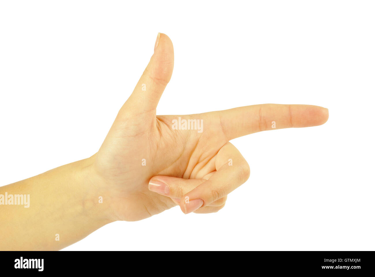 Pointing hand (or shooting Stock Photo - Alamy
