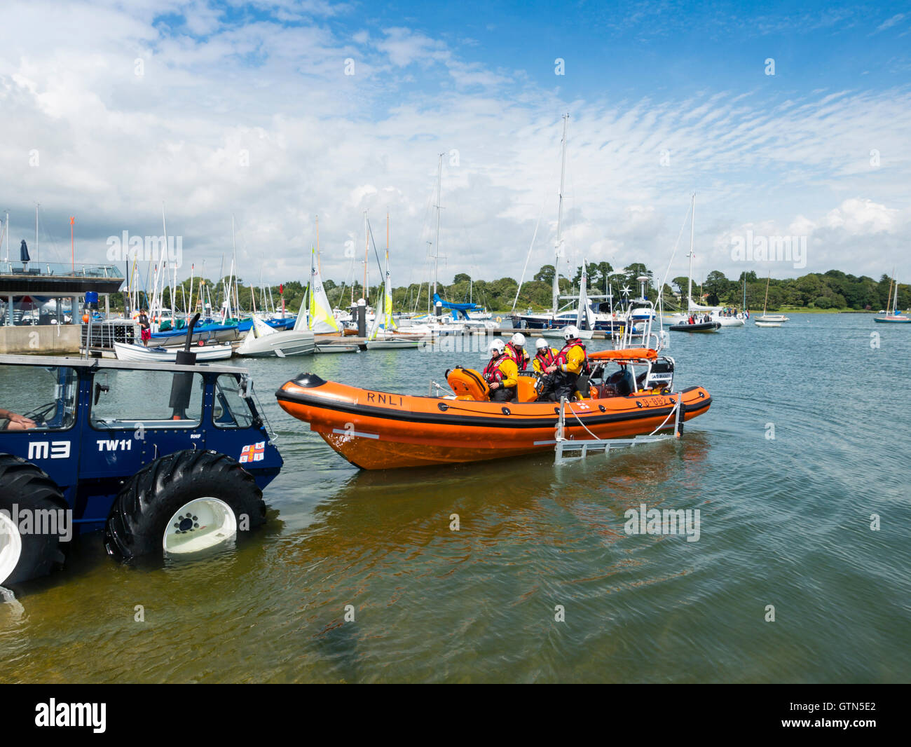 The RNLI launching at boat at Lymington, Hampshire, England, UK Stock ...