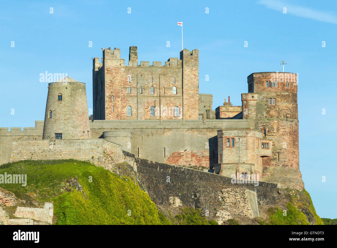 view of Bambugh Castle, Bamburgh, Northumberland, England Stock Photo ...