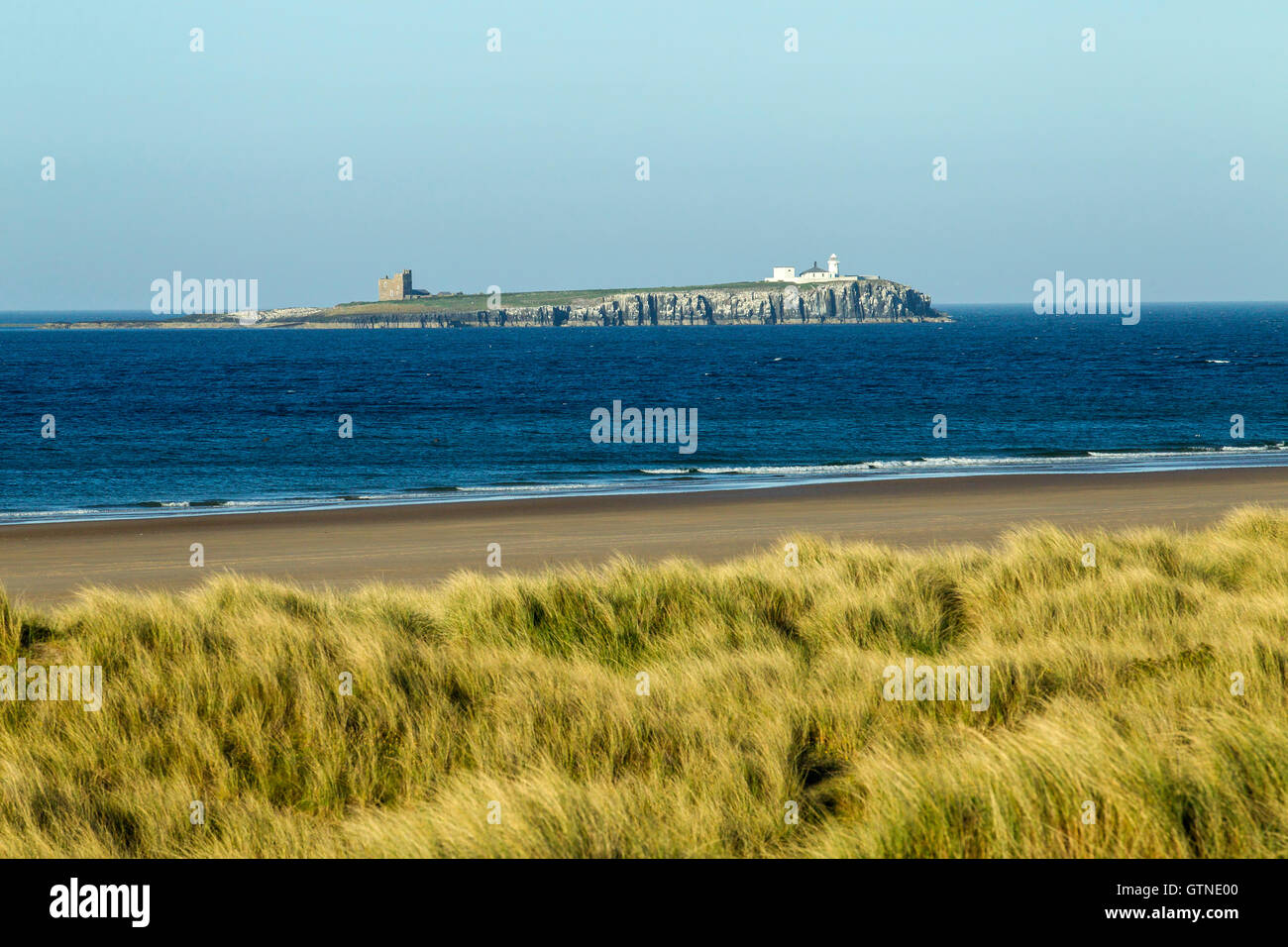 view of Inner Farne island from Bamburgh, Northumberland, England Stock ...