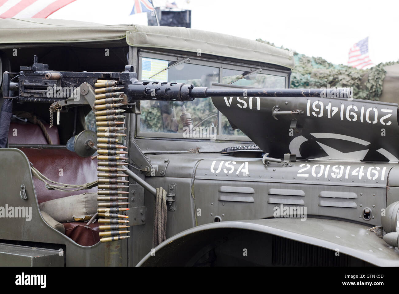 USA world war 11 jeep armed with a assault riffle Stock Photo - Alamy