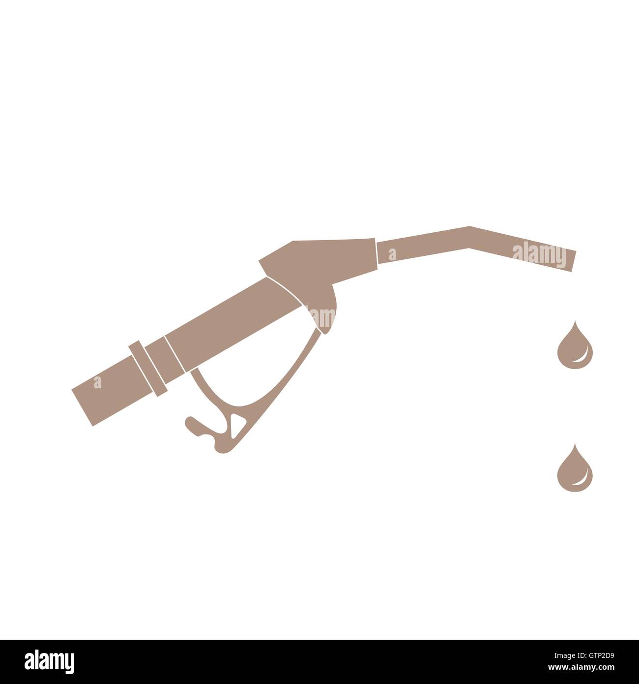 Stylized icon of the fuel gun with the fuel drops on a white background ...