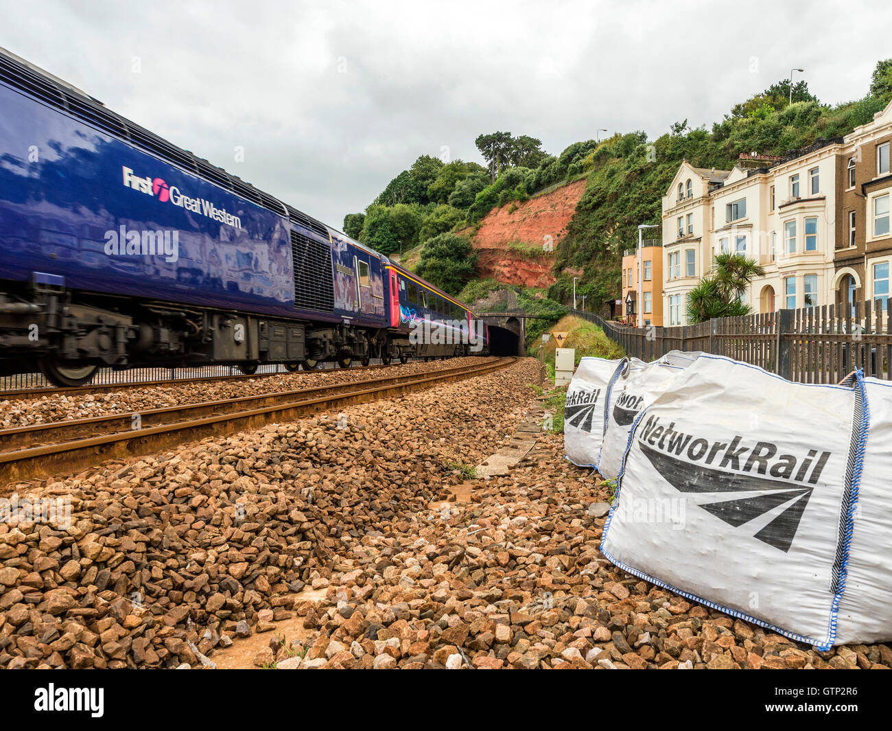 Landscape depicting the picturesque First Great Western Riviera railway ...