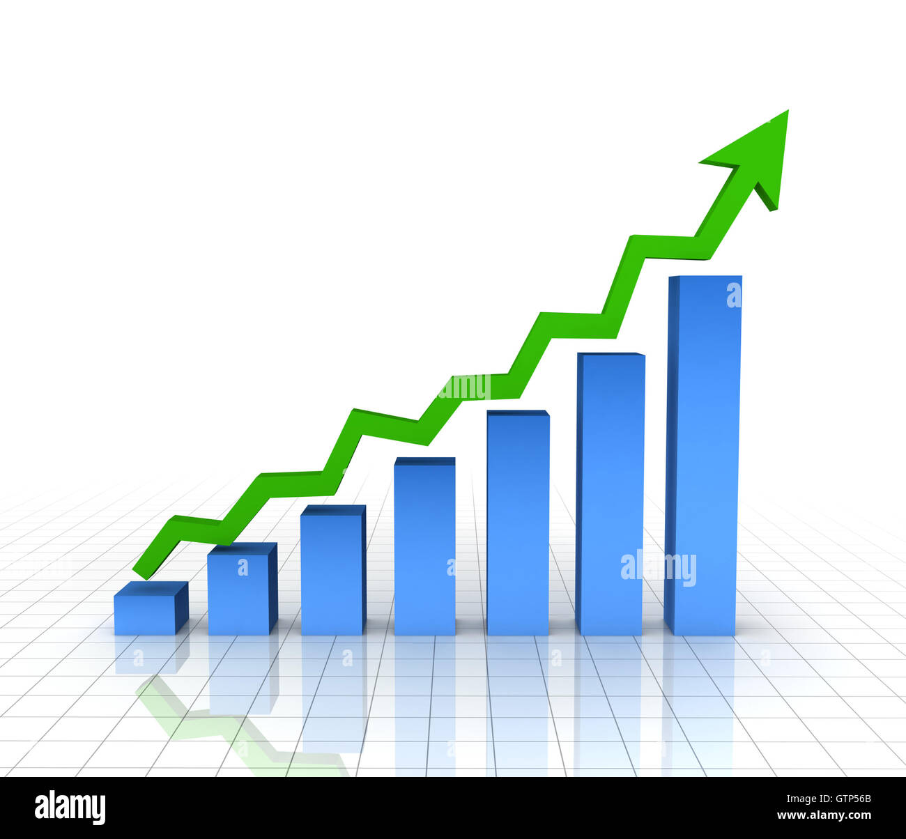 rising business graph concept 3d illustration Stock Photo - Alamy