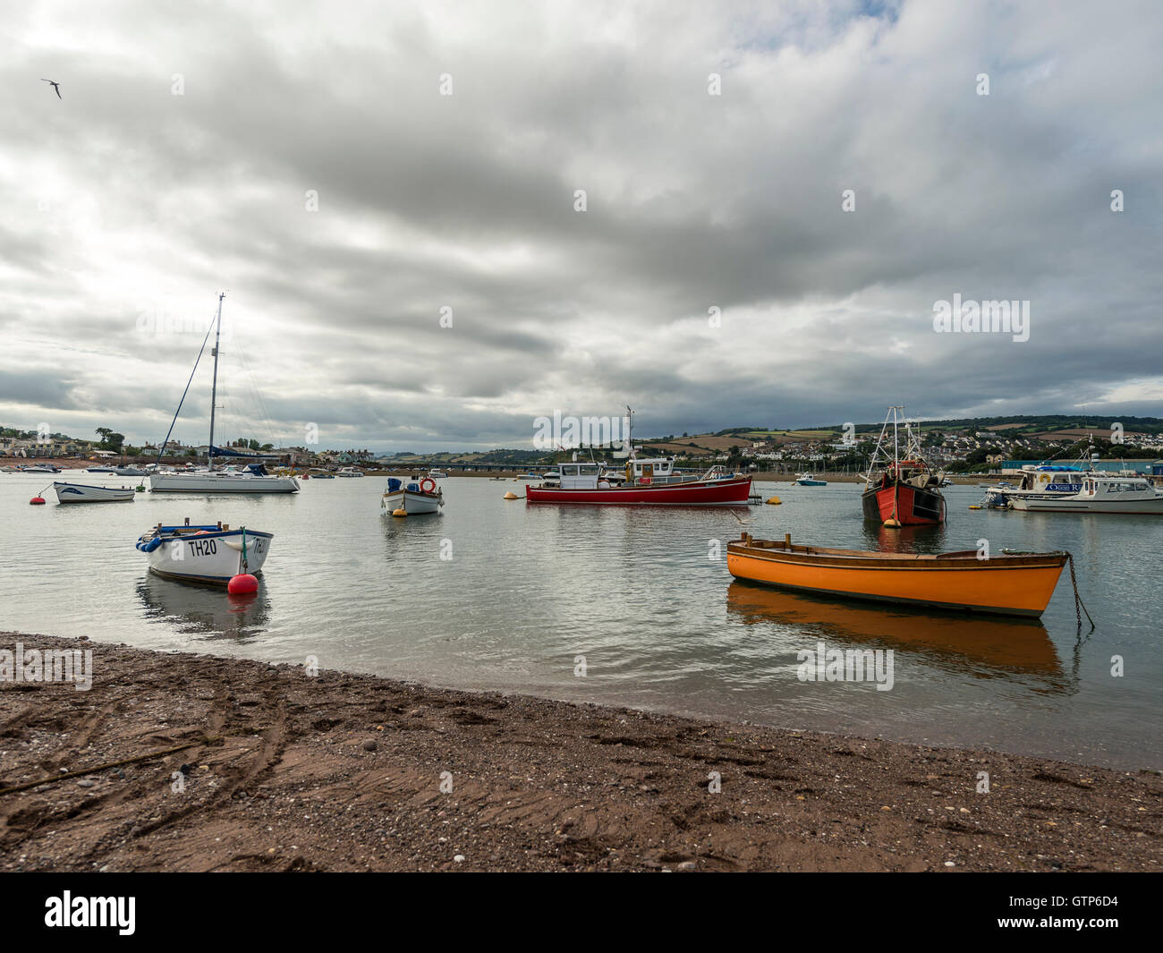 Landscape depicting the seashore along the River Teign at Teignmouth ...