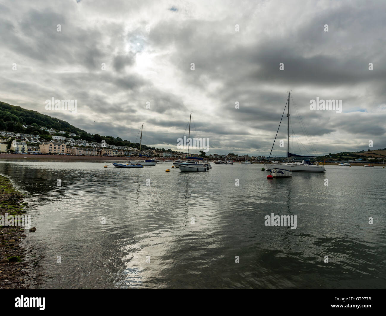 Landscape depicting the seashore along the River Teign at Teignmouth ...