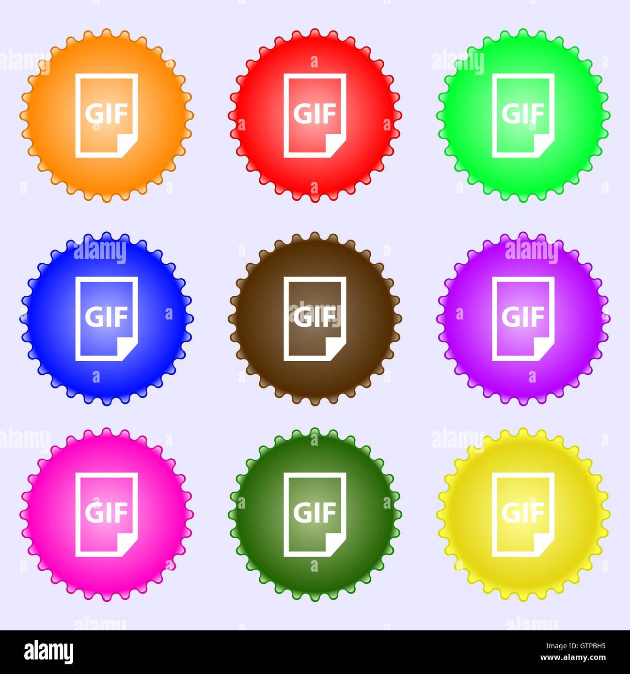 File GIF icon sign. Big set of colorful, diverse, high-quality buttons ...
