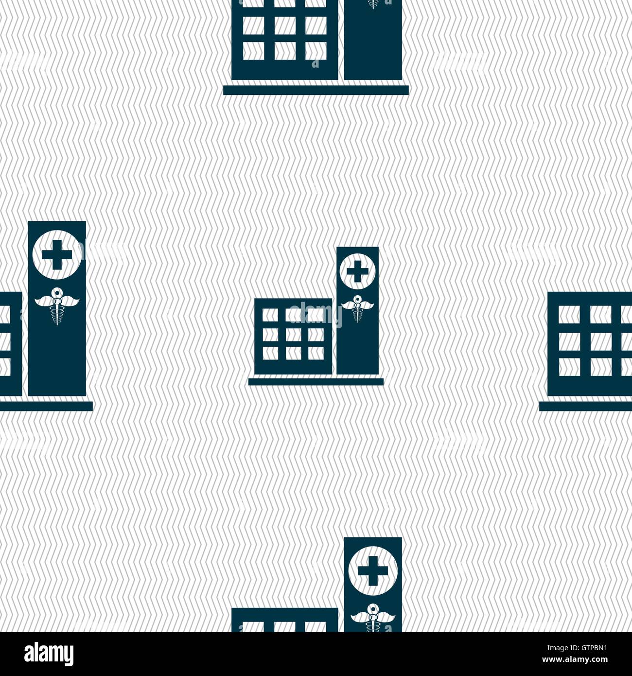 Hospital icon sign. Seamless pattern with geometric texture. Vector ...