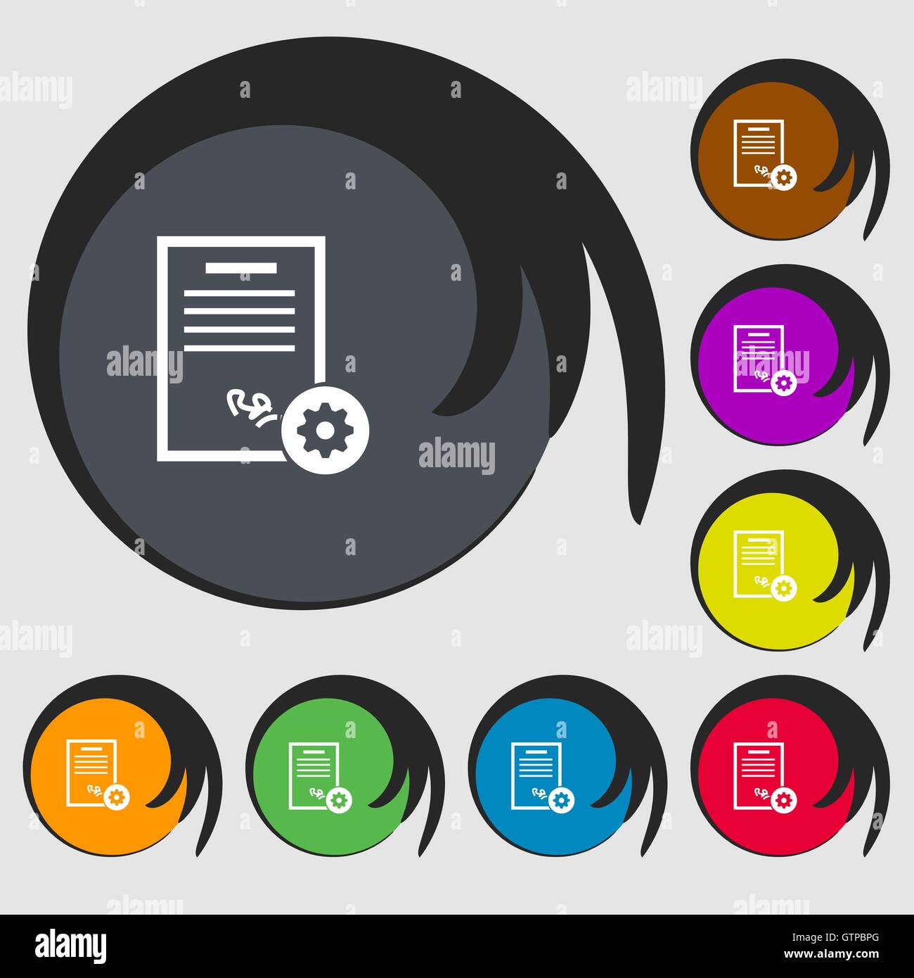 certificate icon sign. Symbols on eight colored buttons. Vector Stock ...