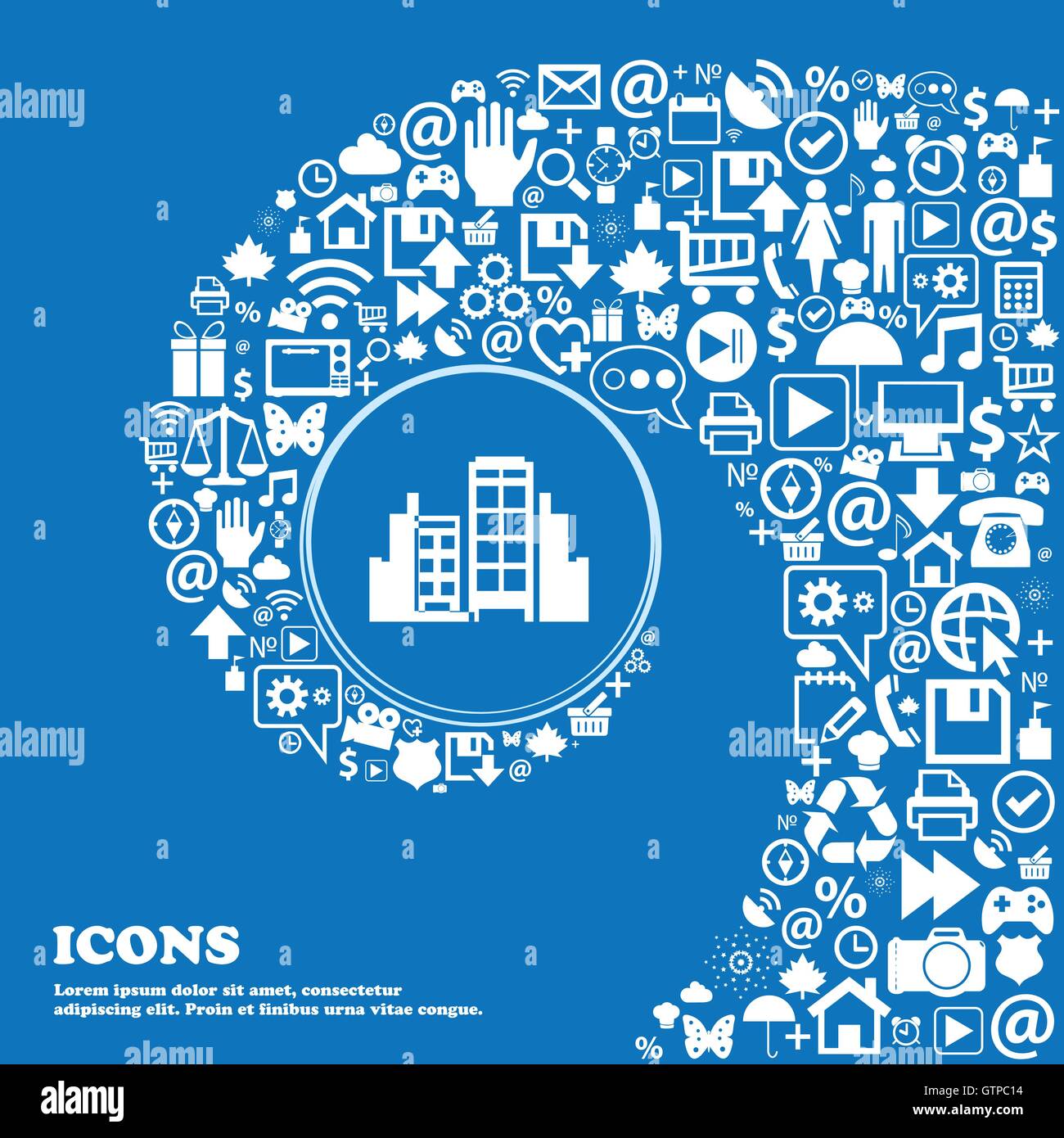 Buildings icon . Nice set of beautiful icons twisted spiral into the ...