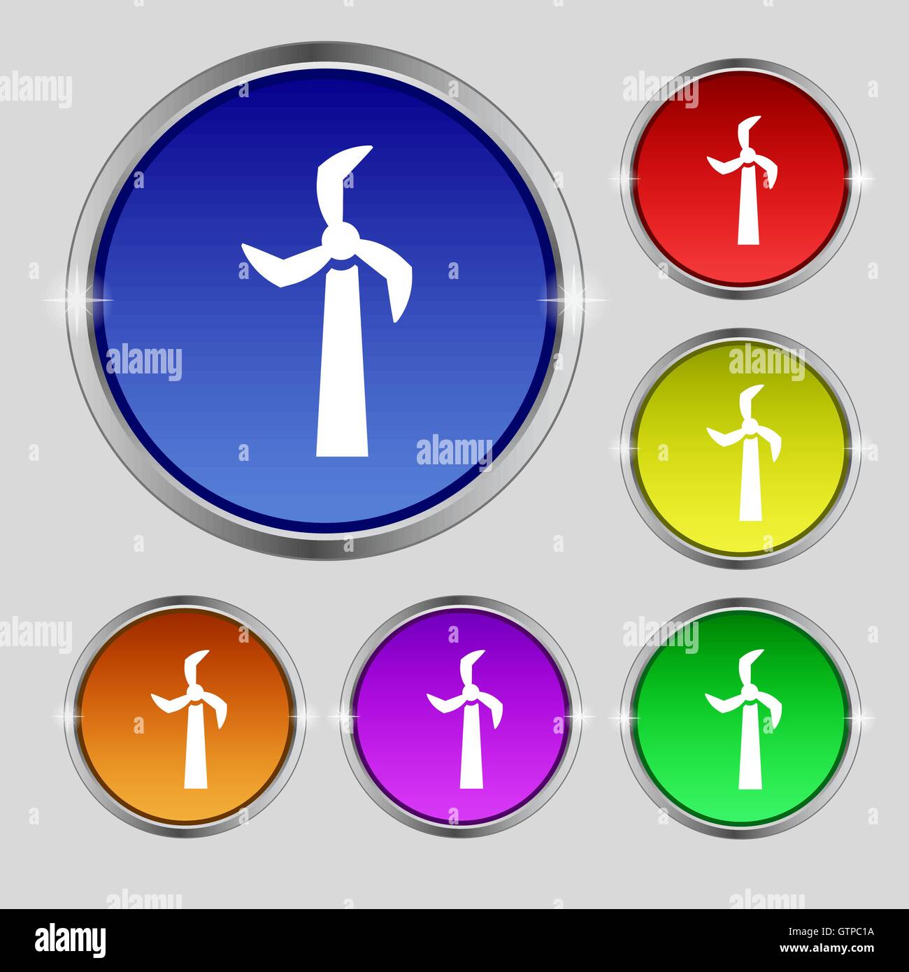 Windmill icon sign. Round symbol on bright colourful buttons. Vector ...