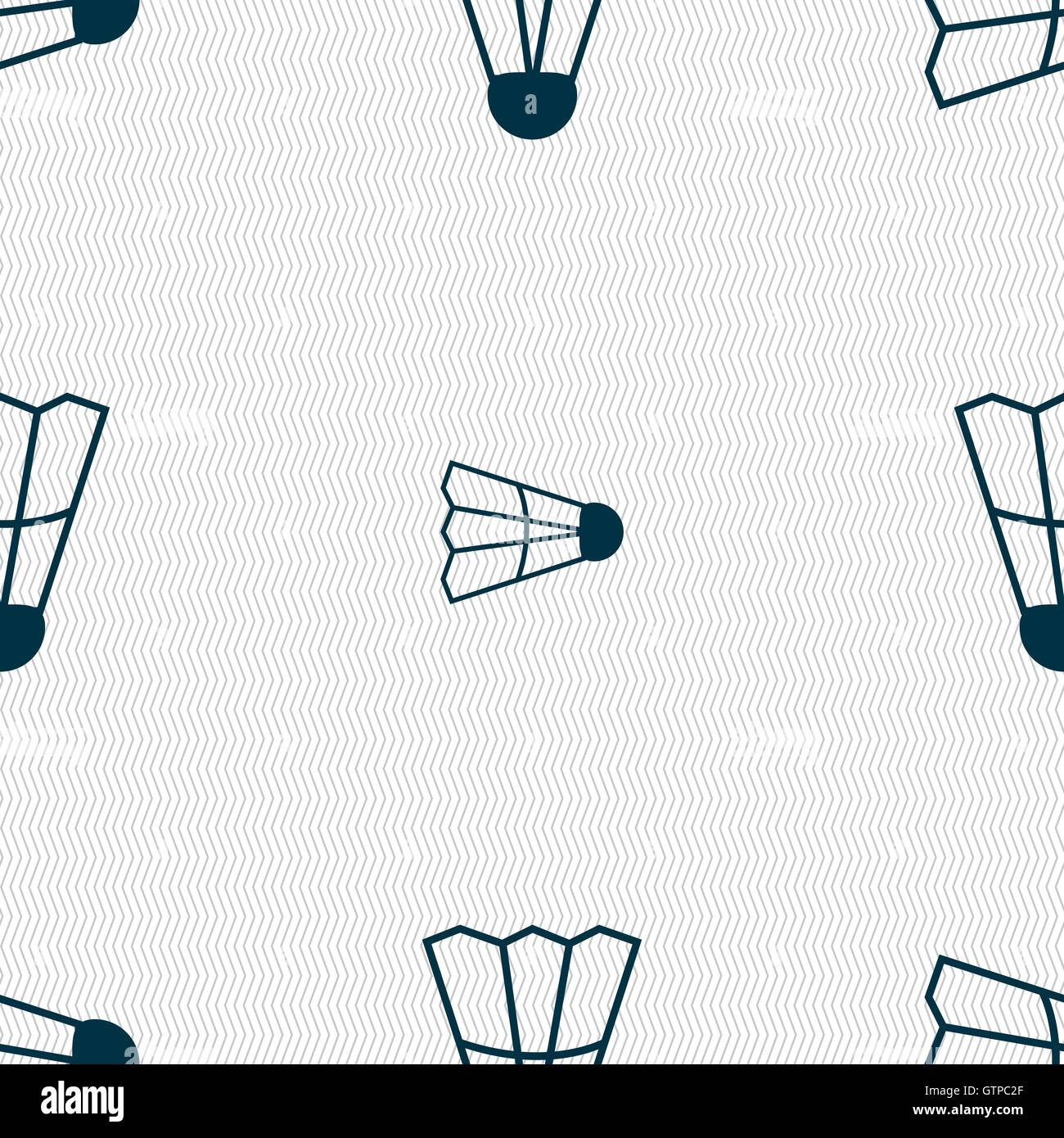 Shuttlecock icon sign. Seamless pattern with geometric texture. Vector ...