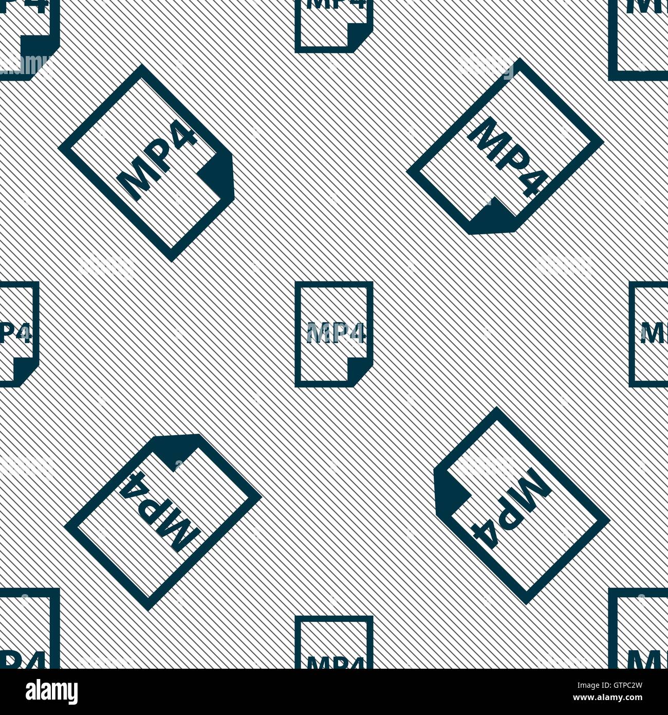 MP4 Icon sign. Seamless pattern with geometric texture. Vector Stock ...