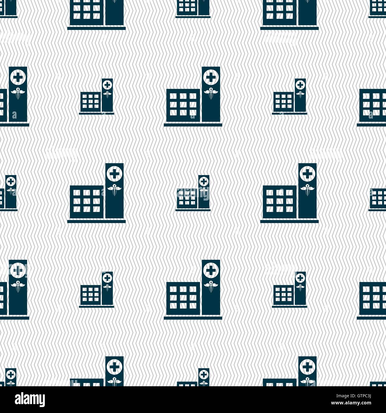Hospital icon sign. Seamless pattern with geometric texture. Vector ...