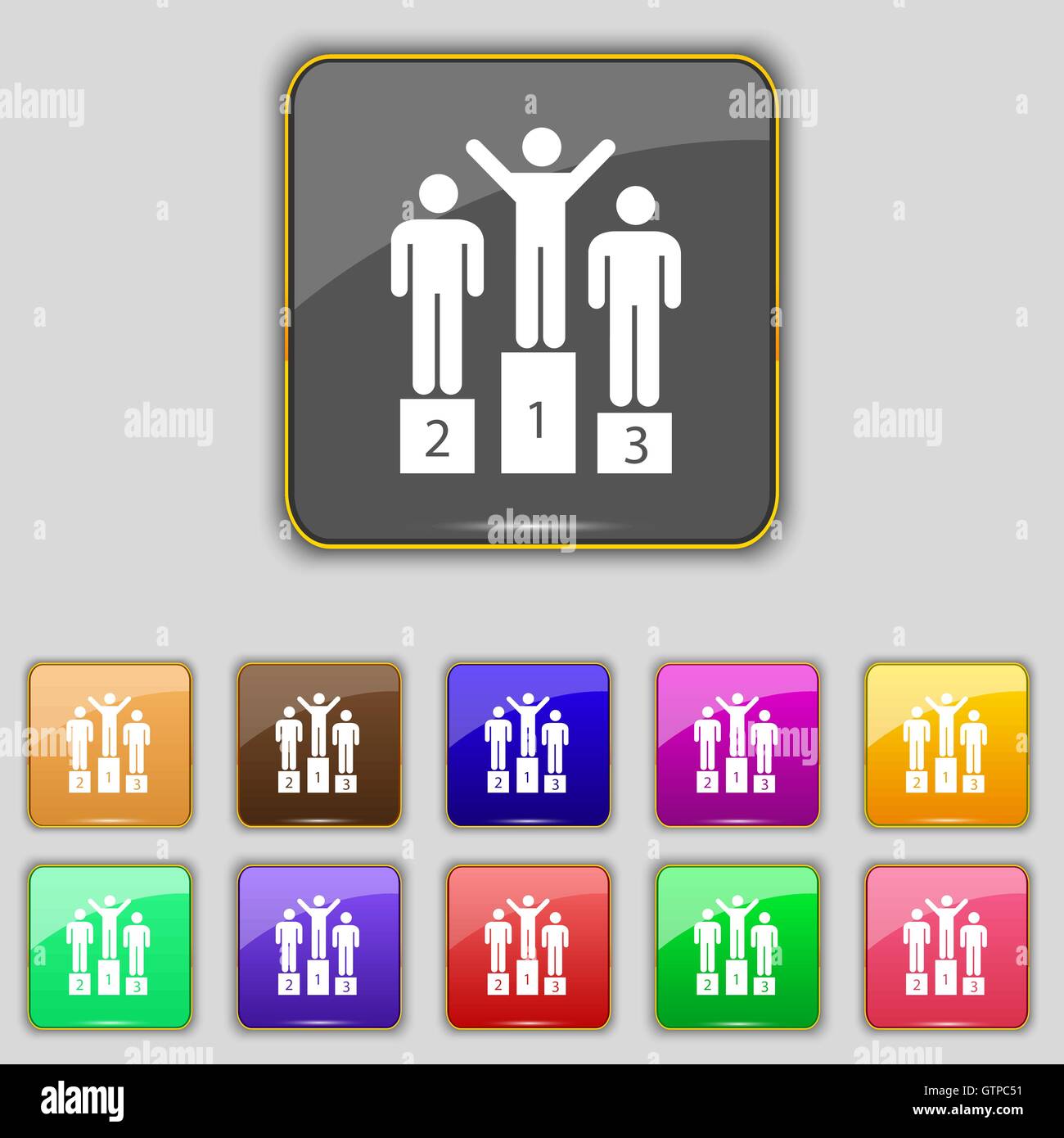 Winners Icon sign. Set with eleven colored buttons for your site ...