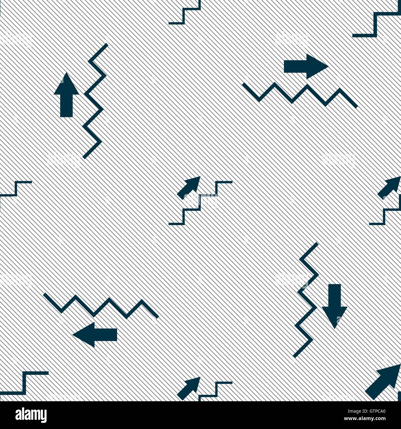 Stairs going up icon sign. Seamless pattern with geometric texture ...