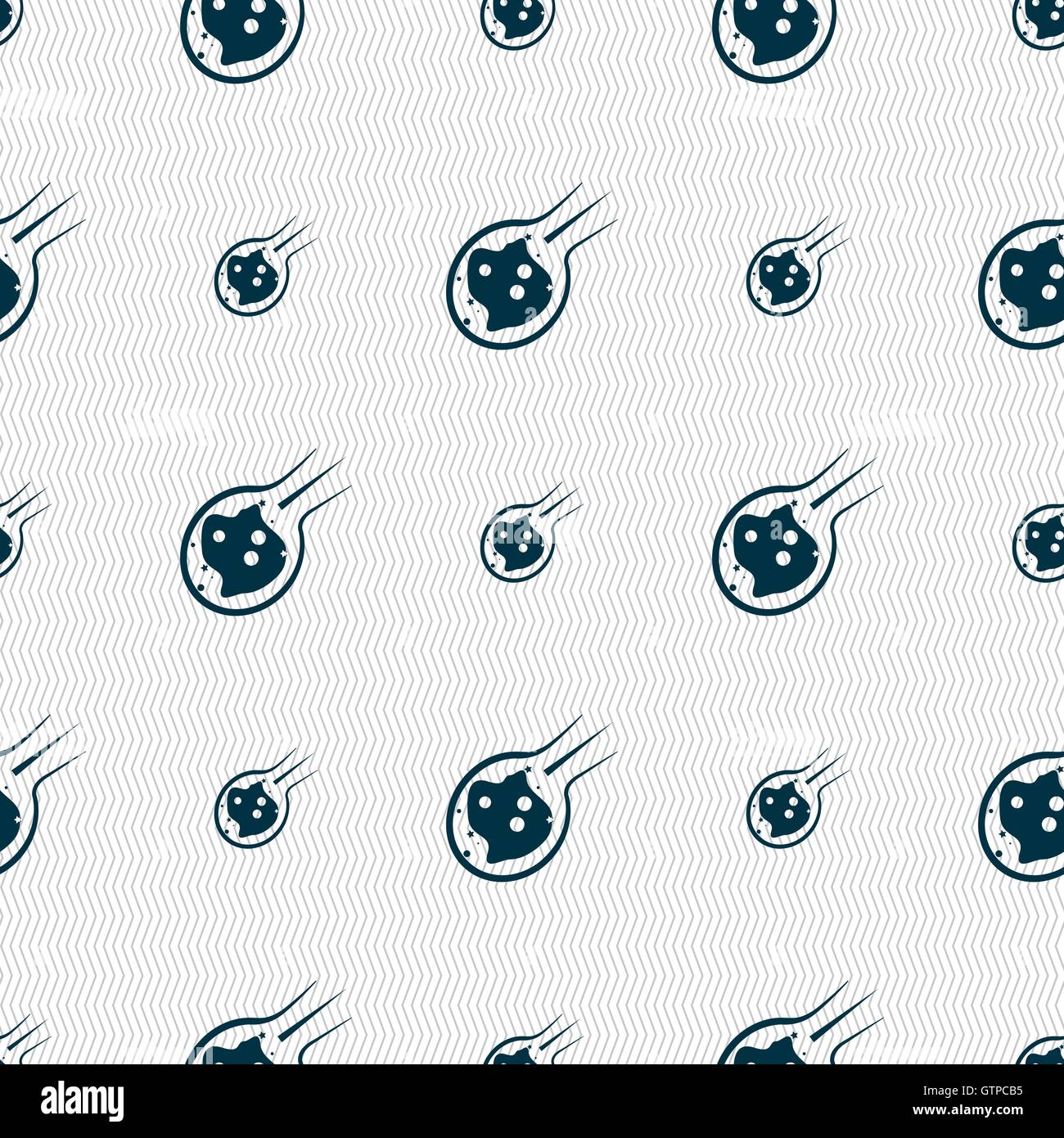 Flame meteorite icon sign. Seamless pattern with geometric texture ...