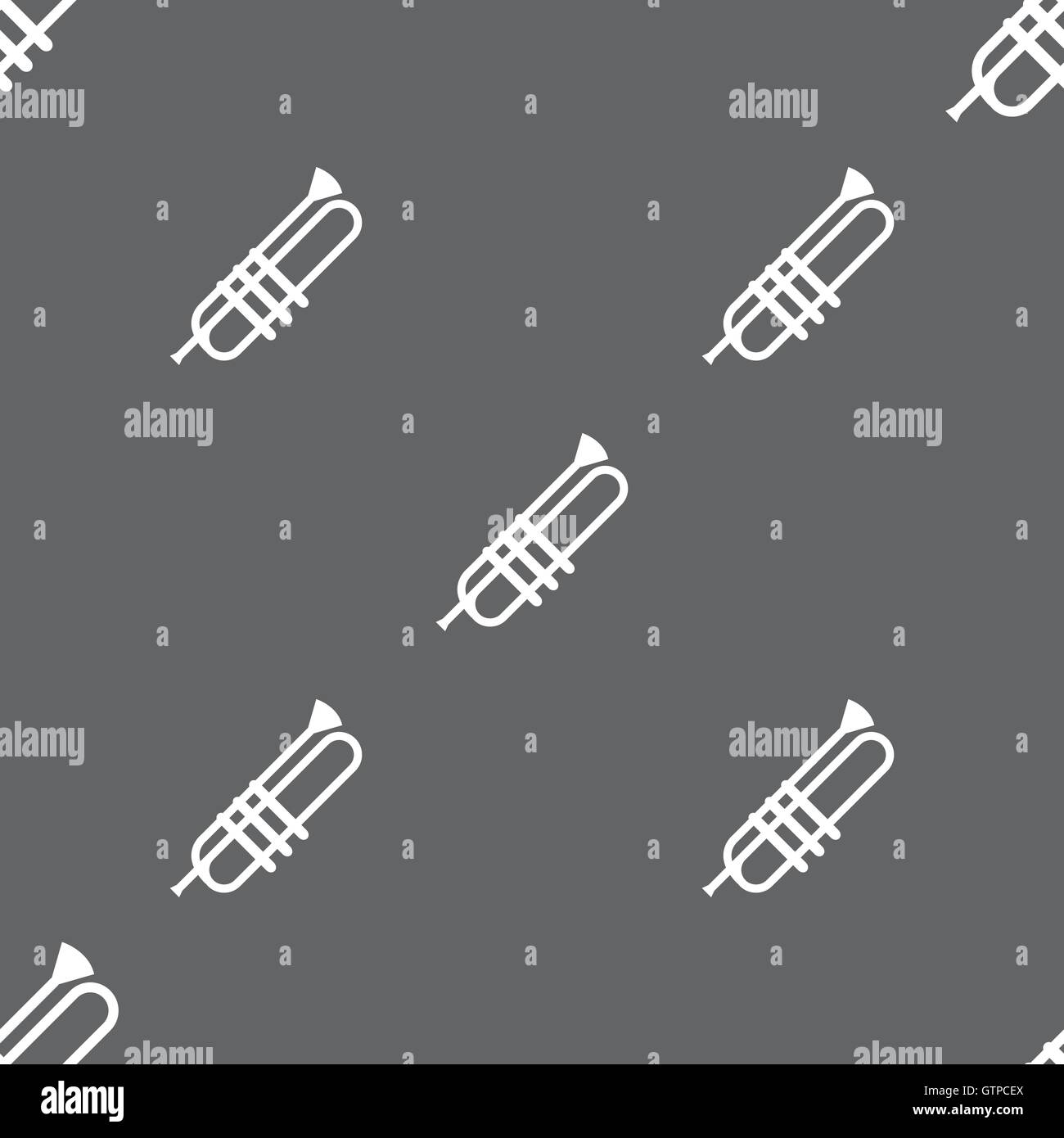 Trumpet icons sign. Seamless pattern on a gray background. Vector Stock ...