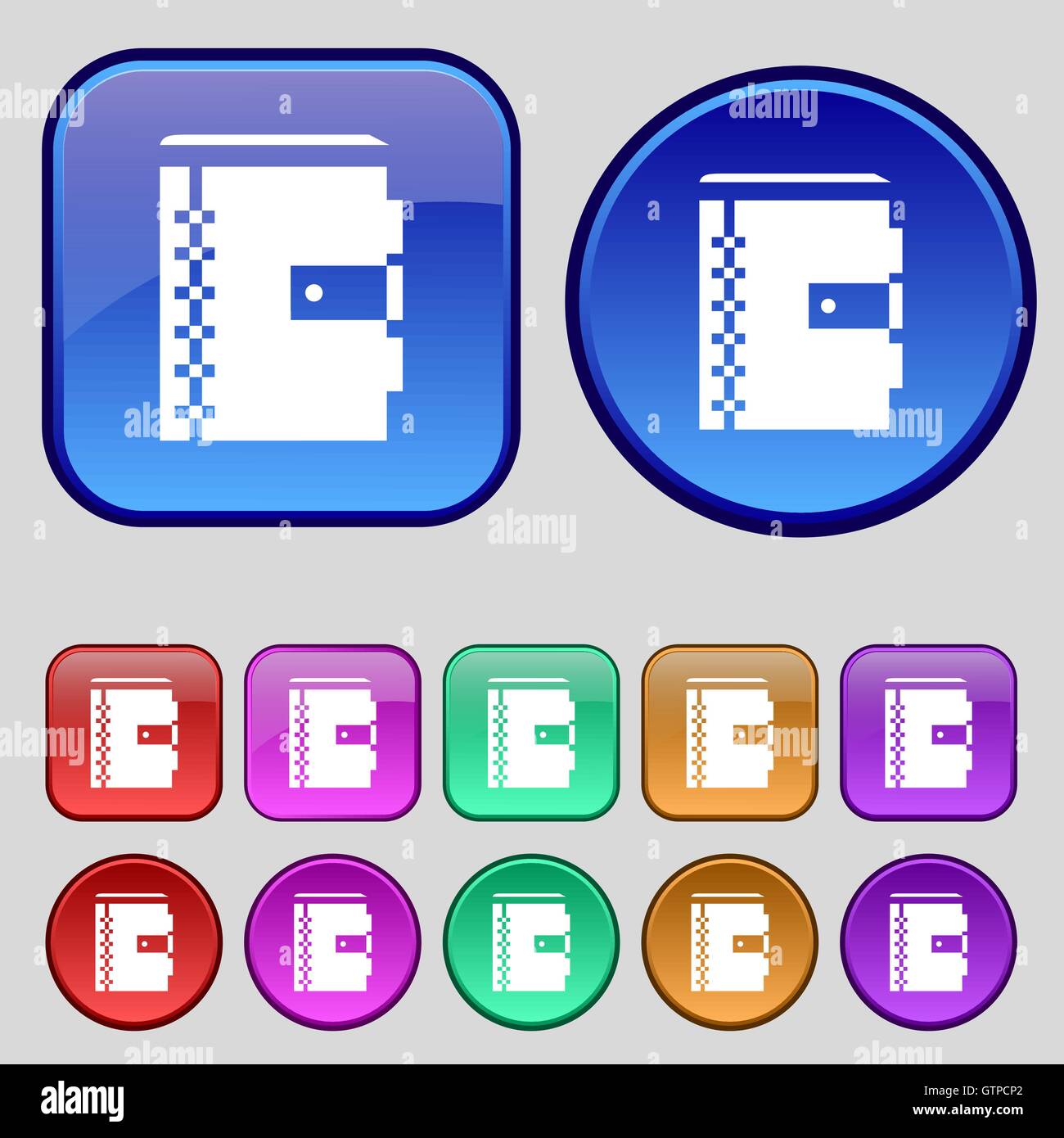 notebook icon sign. A set of twelve vintage buttons for your design ...