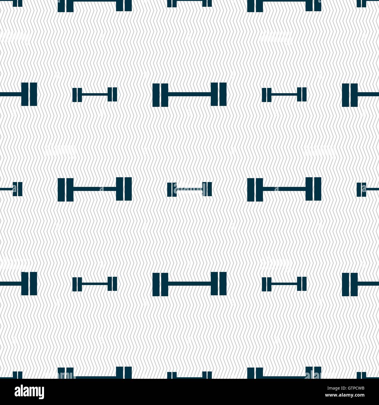 Dumbbell icon sign. Seamless pattern with geometric texture. Vector ...