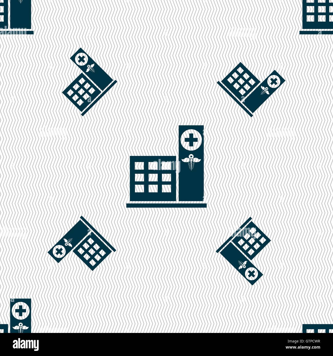 Hospital icon sign. Seamless pattern with geometric texture. Vector ...