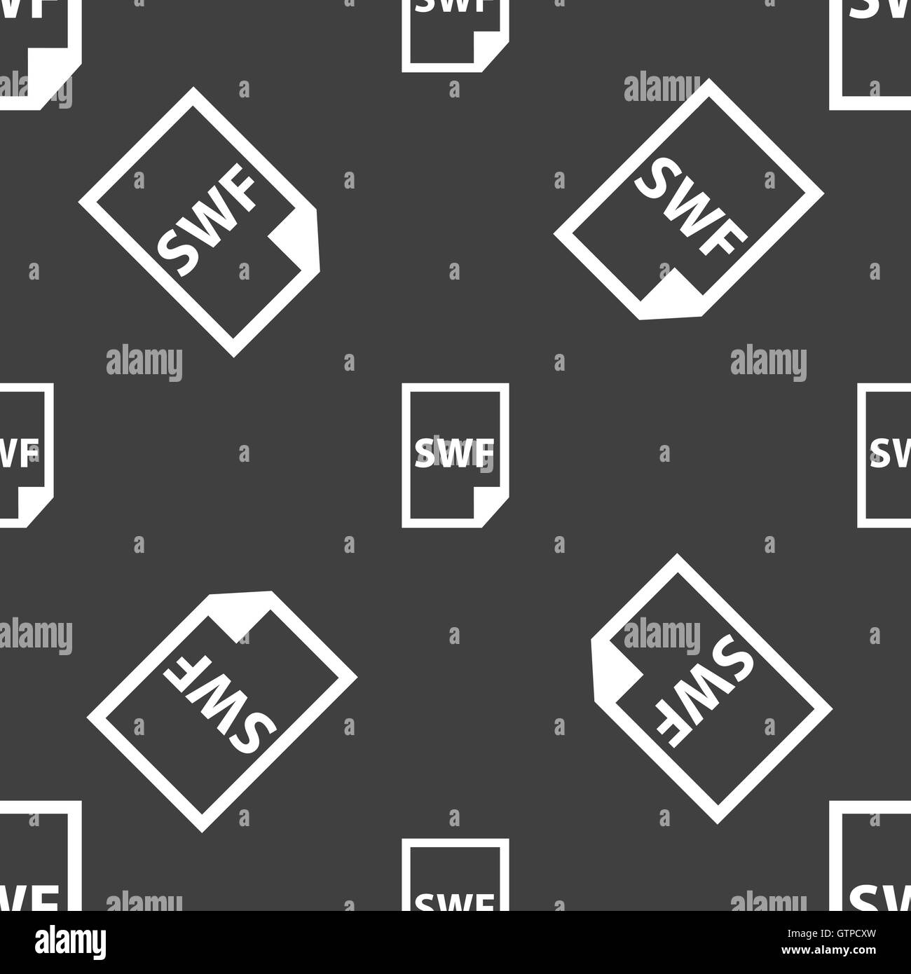 SWF File icon sign. Seamless pattern on a gray background. Vector Stock ...