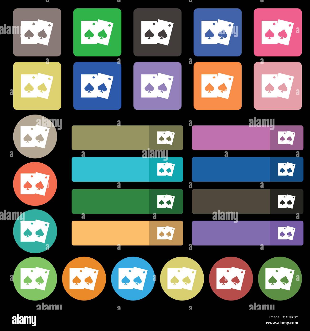 game cards icon sign. Set from twenty seven multicolored flat buttons ...