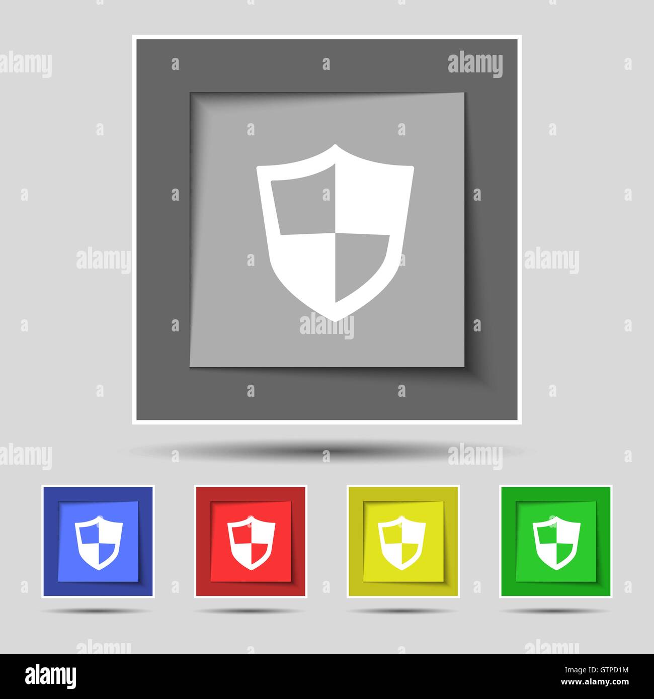 shield icon sign on original five colored buttons. Vector Stock Vector ...
