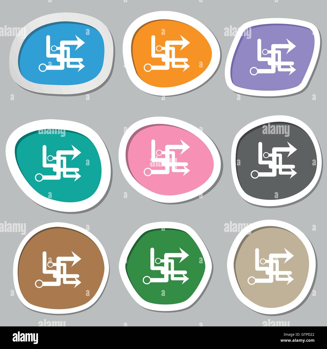 Transfer icon symbols. Multicolored paper stickers. Vector Stock Vector ...