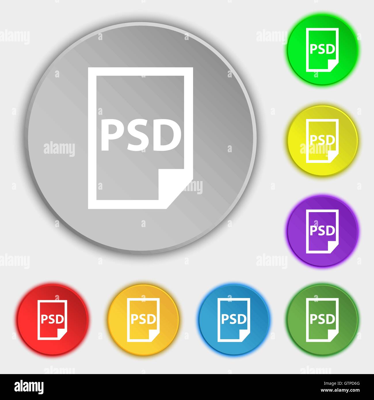 PSD Icon sign. Symbol on eight flat buttons. Vector Stock Vector Image ...