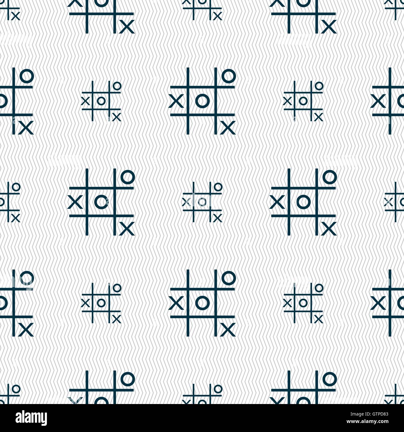 Tic tac toe game vector icon sign. Seamless pattern with geometric ...