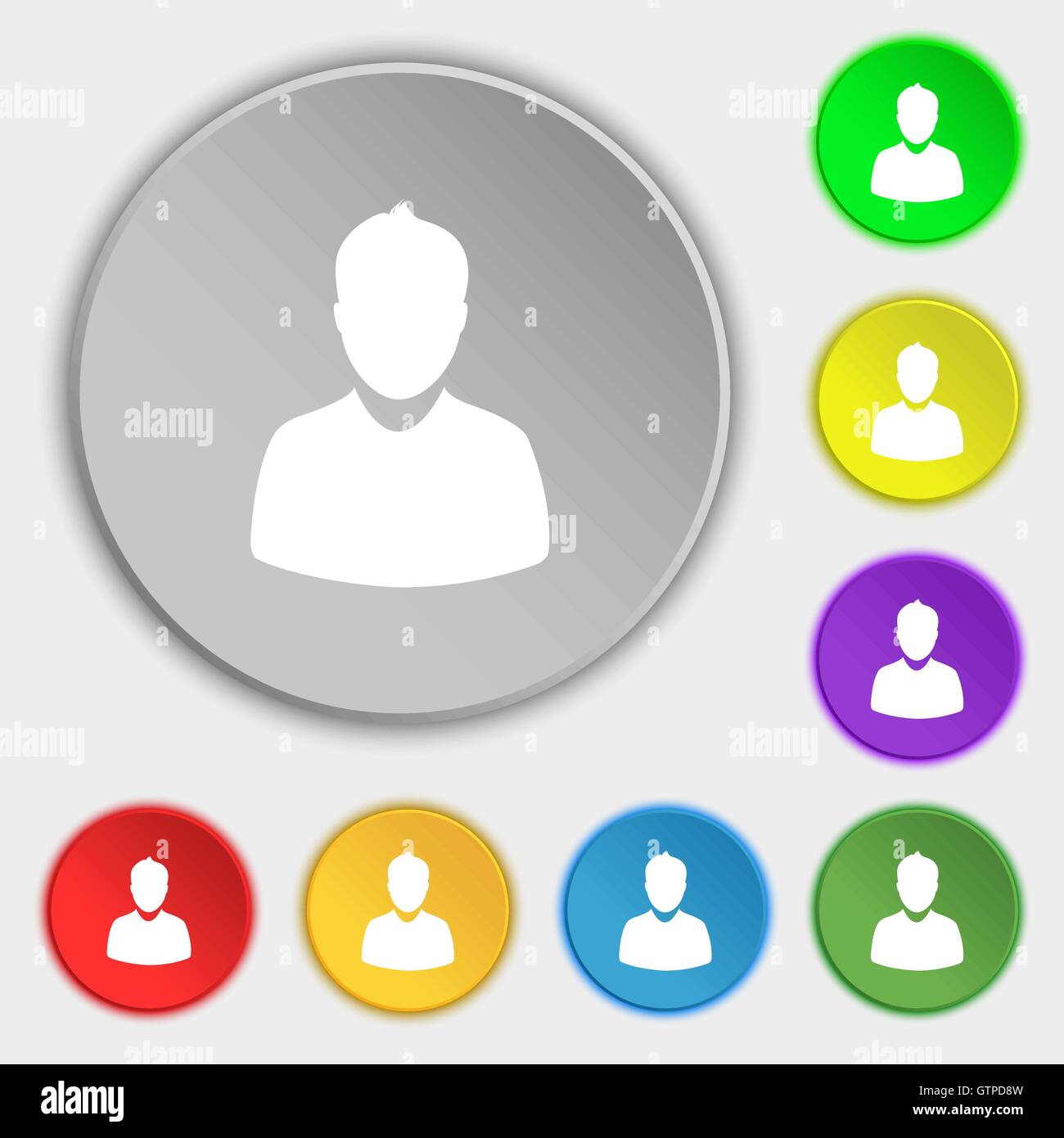 avatar Icon sign. Symbol on eight flat buttons. Vector Stock Vector ...