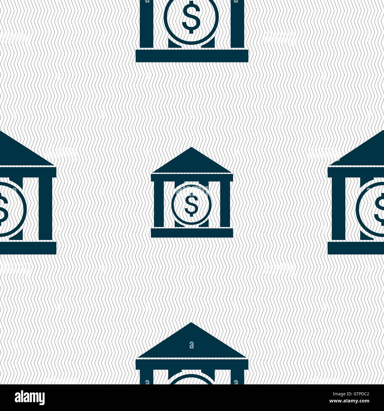 bank vector icon sign. Seamless pattern with geometric texture. Vector ...