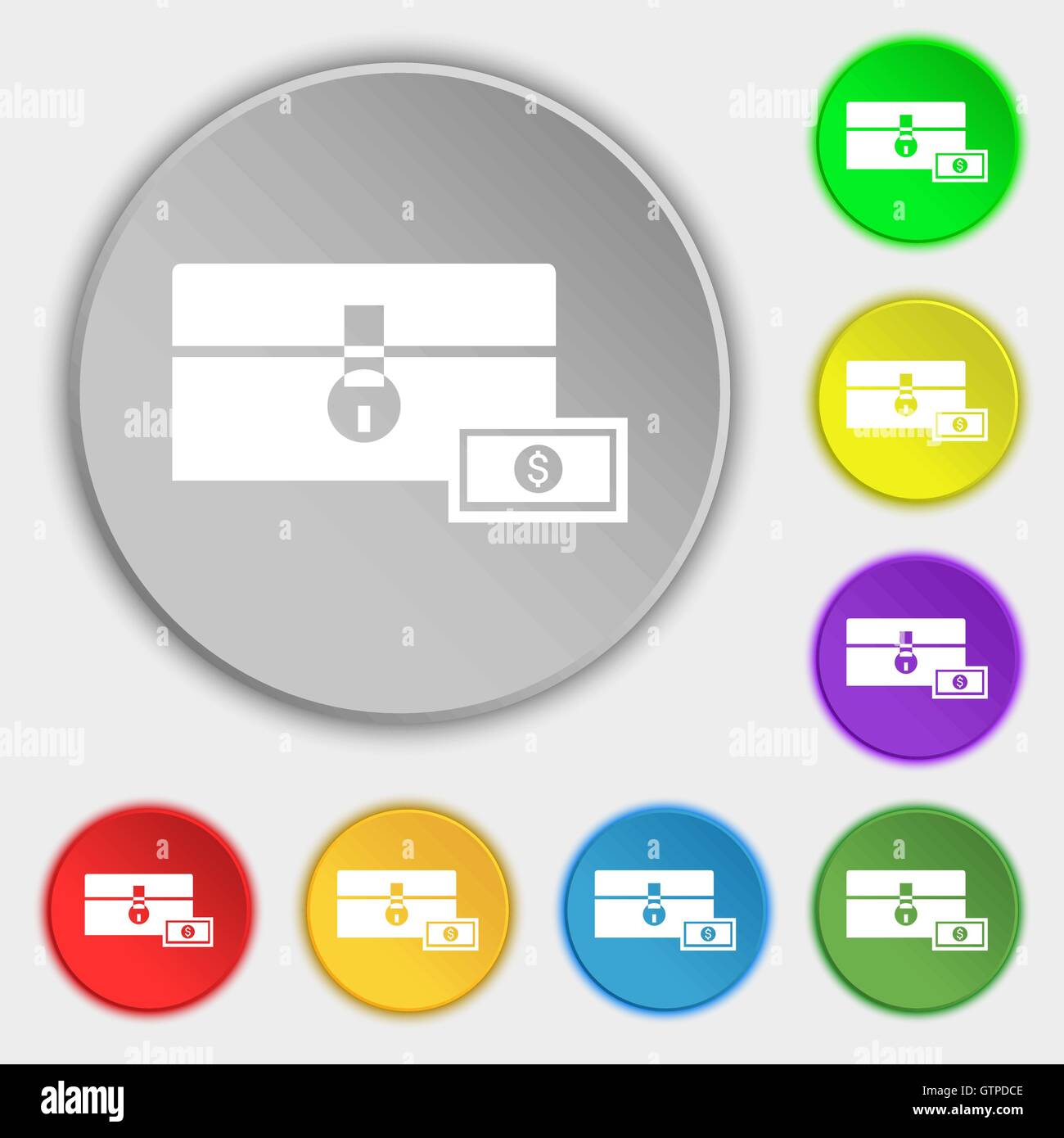 chest icon sign. Symbol on eight flat buttons. Vector Stock Vector ...