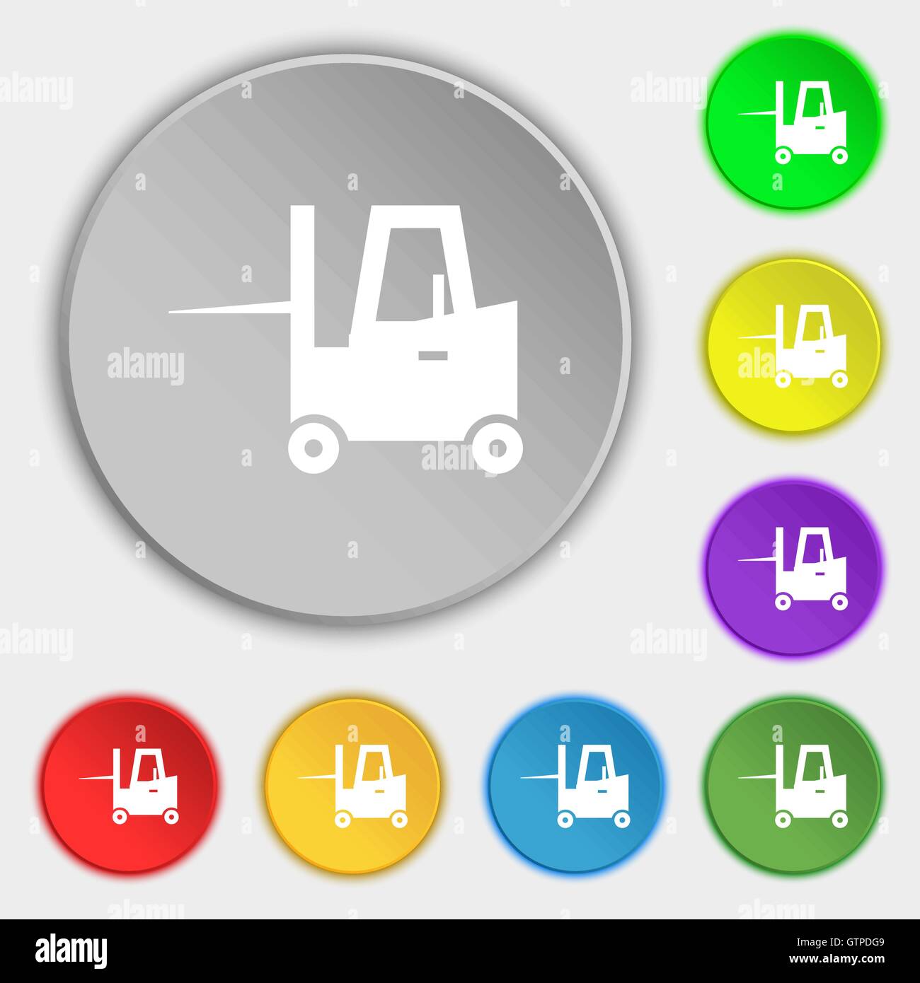 Forklift icon sign. Symbol on eight flat buttons. Vector Stock Vector ...