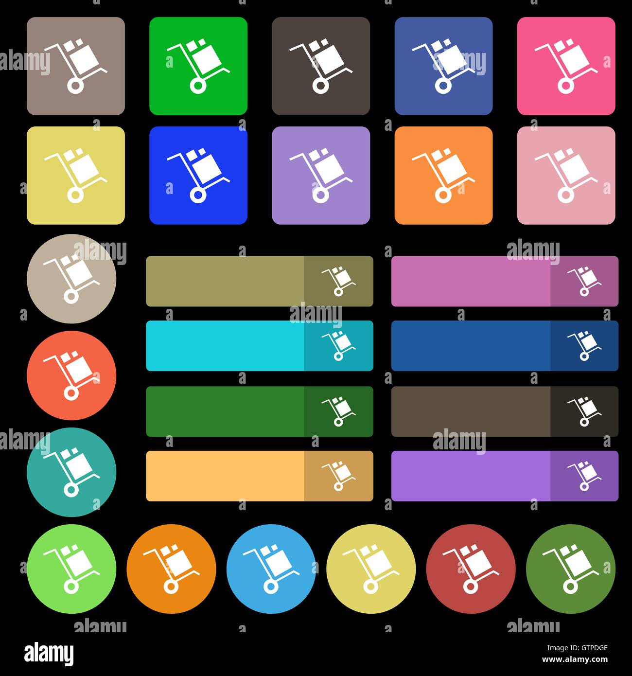 loader Icon sign. Set from twenty seven multicolored flat buttons ...