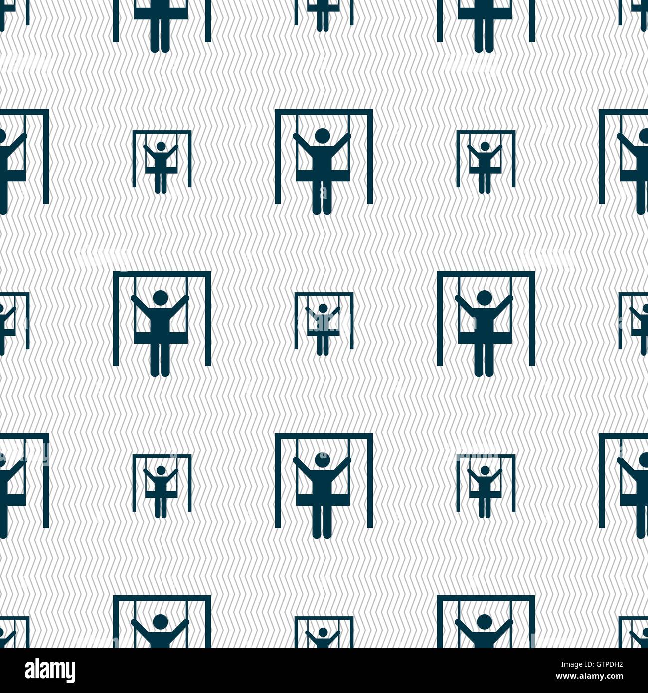 child swinging icon sign. Seamless pattern with geometric texture ...