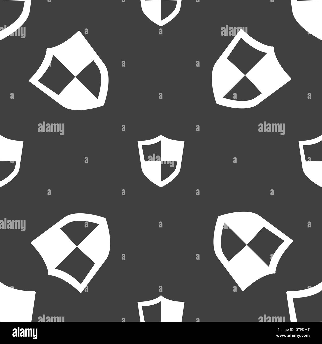 shield icon sign. Seamless pattern on a gray background. Vector Stock ...