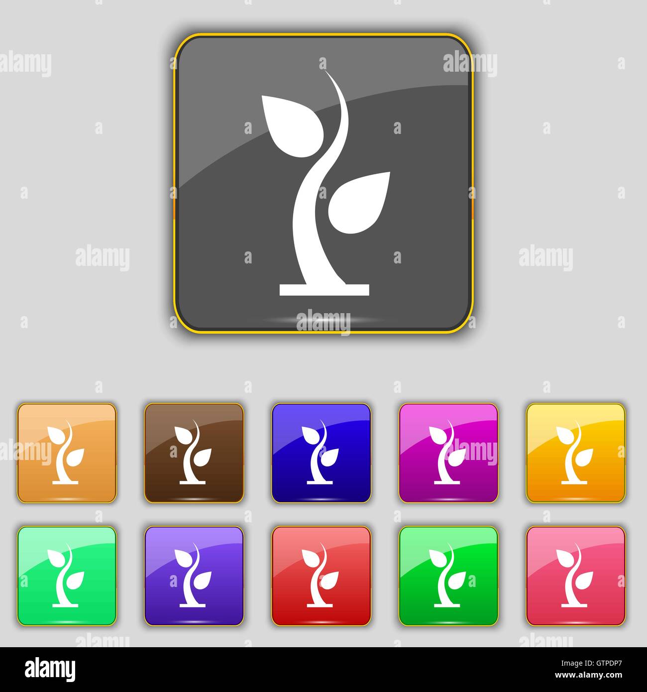 sprout icon sign. Set with eleven colored buttons for your site. Vector ...
