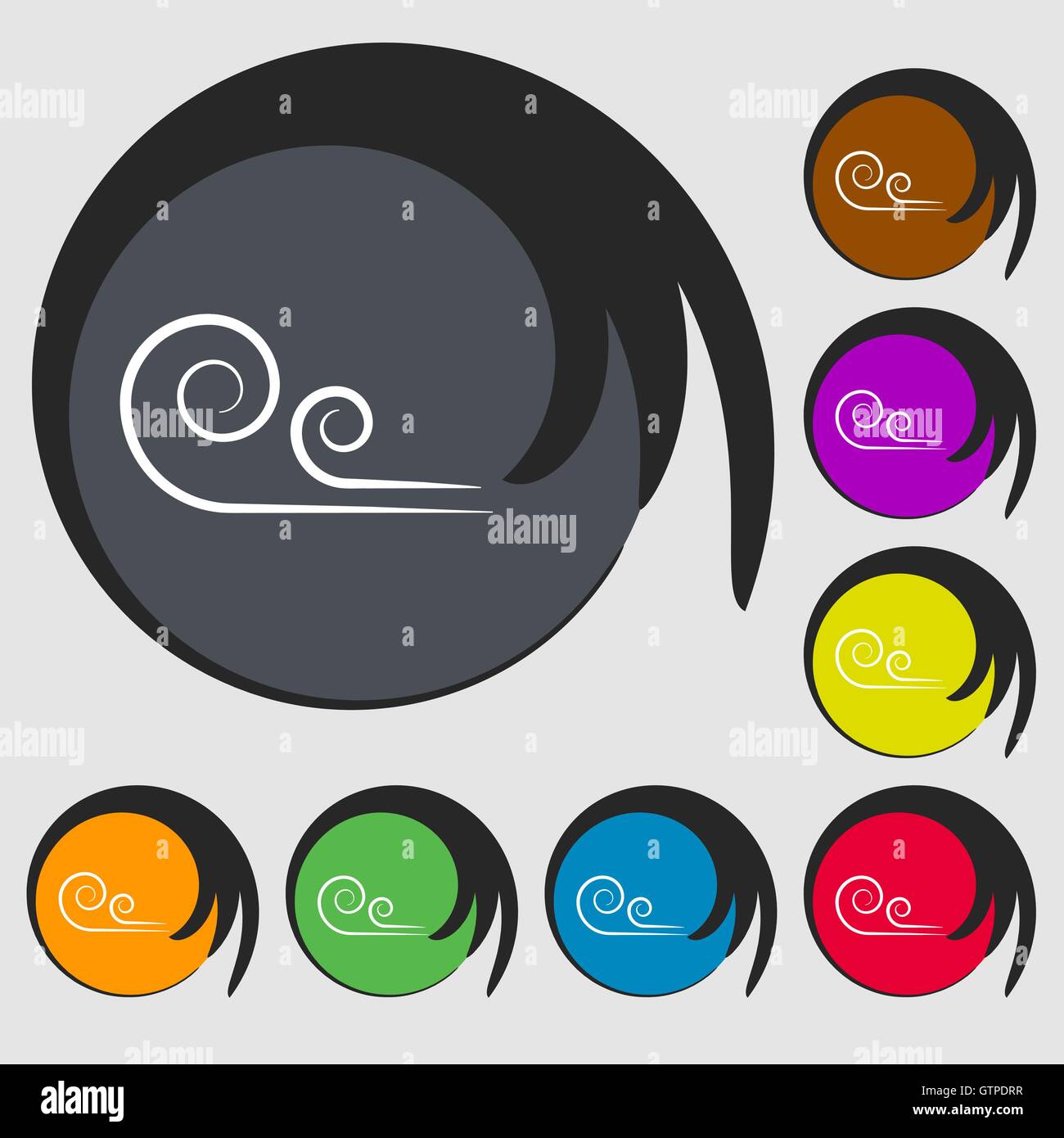 wind icon sign. Symbols on eight colored buttons. Vector Stock Vector ...