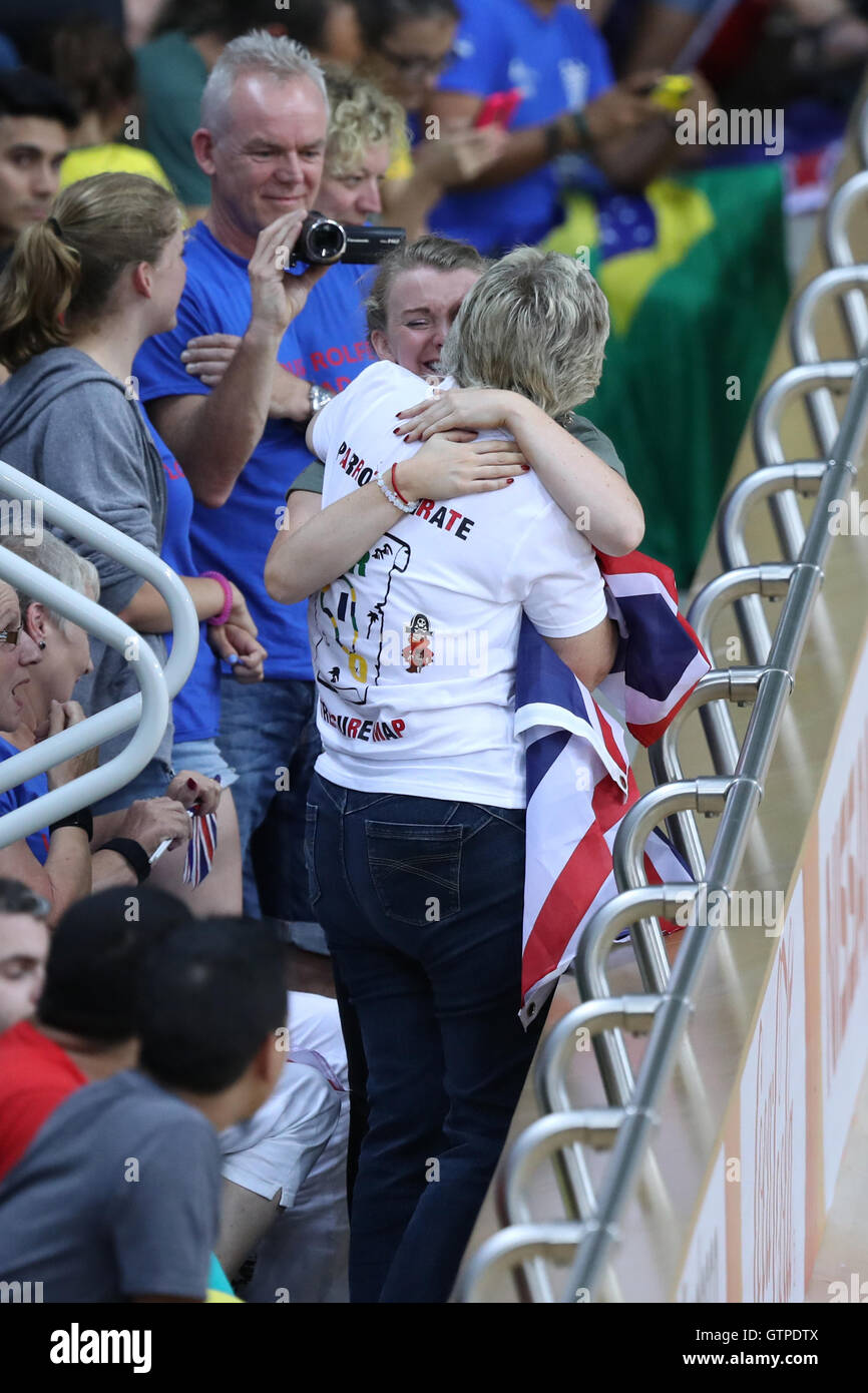 Girlfriend of Jody Cundy (back) and his mother share a celebratory hug ...