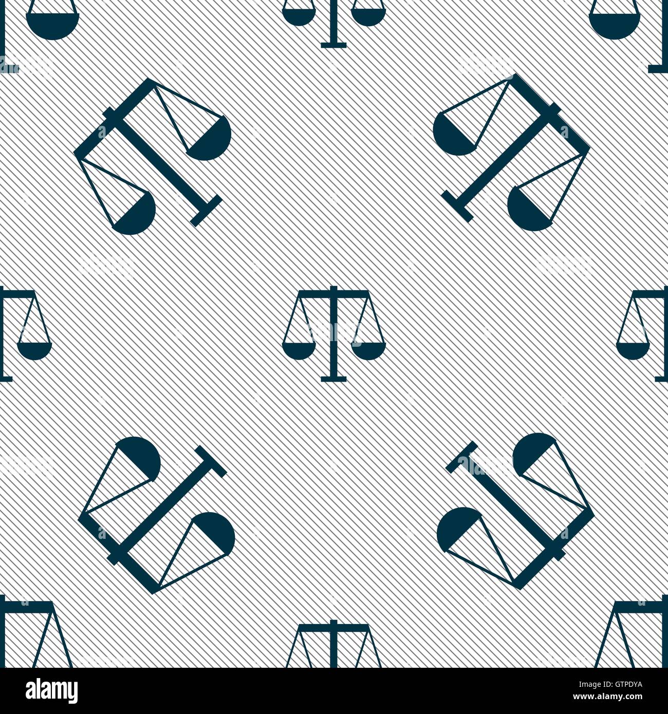 Scales of Justice icon sign. Seamless pattern with geometric texture ...