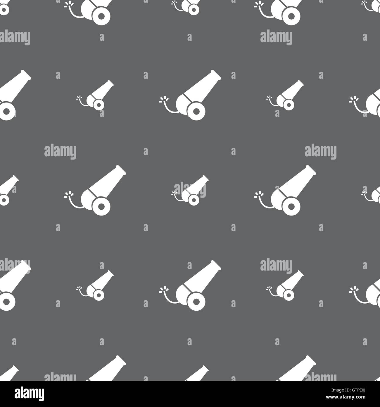 Cannon icon sign. Seamless pattern on a gray background. Vector Stock ...